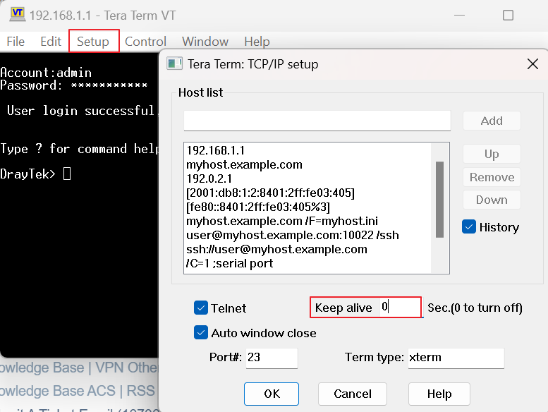 Collect Console Logs through Telnet | DrayTek