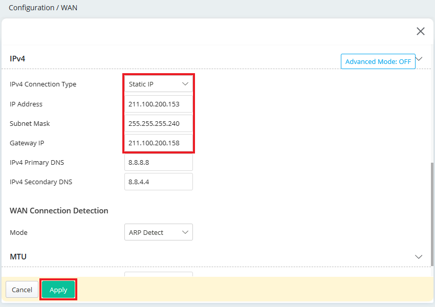 Use a Public IP on LAN using 'For Routing Usage' option | DrayTek